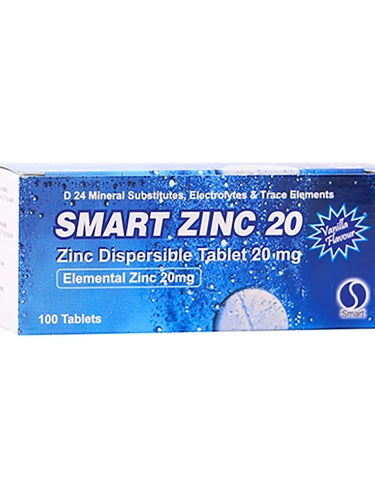 SMART ZINC 20MG DISPERSIBLE TABLETS 100 – Linton Grange Pharmacy